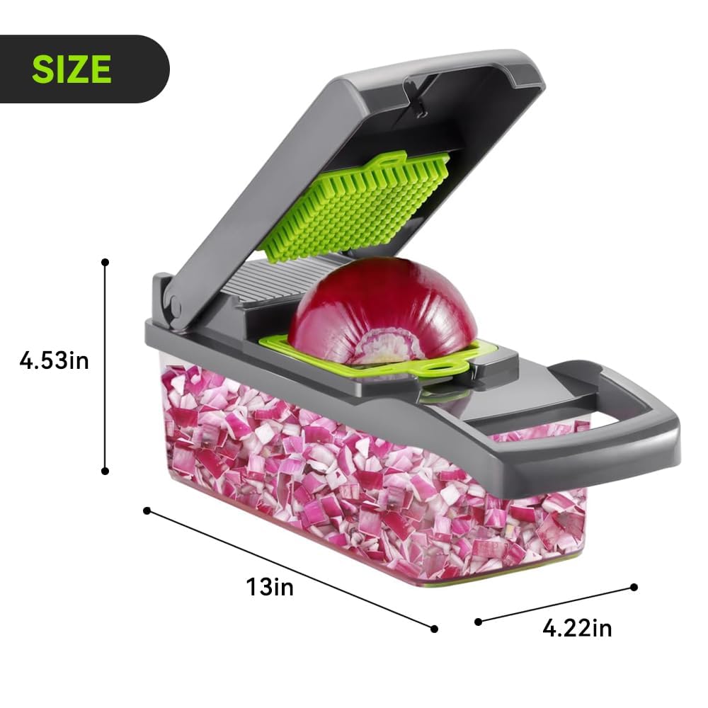 YHQPHZM Vegetable Chopper, 19 in 1 Pro Onion Chopper, Multifunctional Food Chopper, Professional Kitchen Vegetable Slicer Dicer Cutter, Carrot and Cucumber Vegetable Salad Chopper