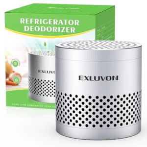 exluvon fridge deodorizer, lasts for 10 years refrigerator deodorizer odor eliminator,travel size air purifiers, more effective than baking soda bamboo charcoal air purifying bag, silver