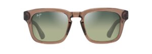 maui jim maluhia square sunglasses, shiny trans light brown/maui ht polarized, medium