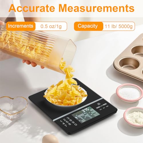 Food Scale with Nutritional Calculator, Digital Display Nutrition Calorie Calculating for Meal Prep, Kitchen, Baking, Weight Loss, Accurate Weighing Units in Lbs, Grams, Ounces, Batteries Included