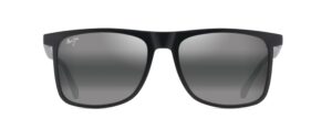 maui jim makamae square sunglasses, matte black/neutral grey polarized, extra large