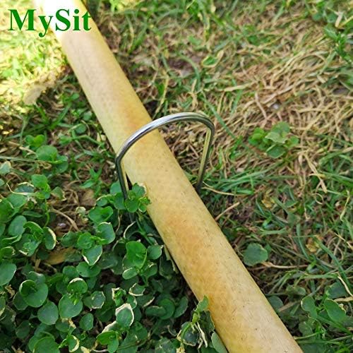 MySit 24 Pack 6 Inch Garden Stakes Heavy Duty 11 Gauge Galvanized Yard Staples U Pegs Fences Drip Irrigation Securing Stakes Loop Stake for Anchoring Lawn Drippers Soaker Hose