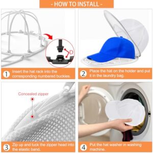 Hat Washer Cage Hat Cleaner Hat Washer for Baseball Caps for Washing Machine or Dishwasher for Flat & Curved Hats, White (2-Pack)