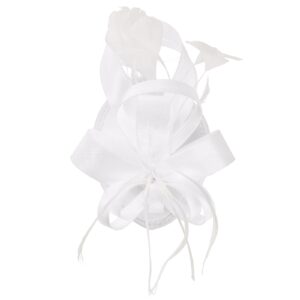 Fascinators Hats for Women Kentucky Derby Hats Tea Party Hats Flower Wedding Church Headband Hair Clip Girls White