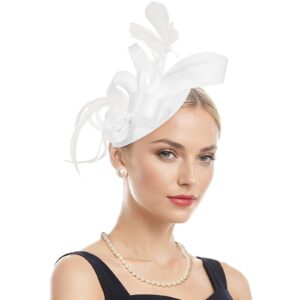 fascinators hats for women kentucky derby hats tea party hats flower wedding church headband hair clip girls white