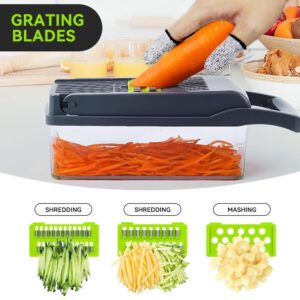 YHQPHZM Vegetable Chopper, 19 in 1 Pro Onion Chopper, Multifunctional Food Chopper, Professional Kitchen Vegetable Slicer Dicer Cutter, Carrot and Cucumber Vegetable Salad Chopper