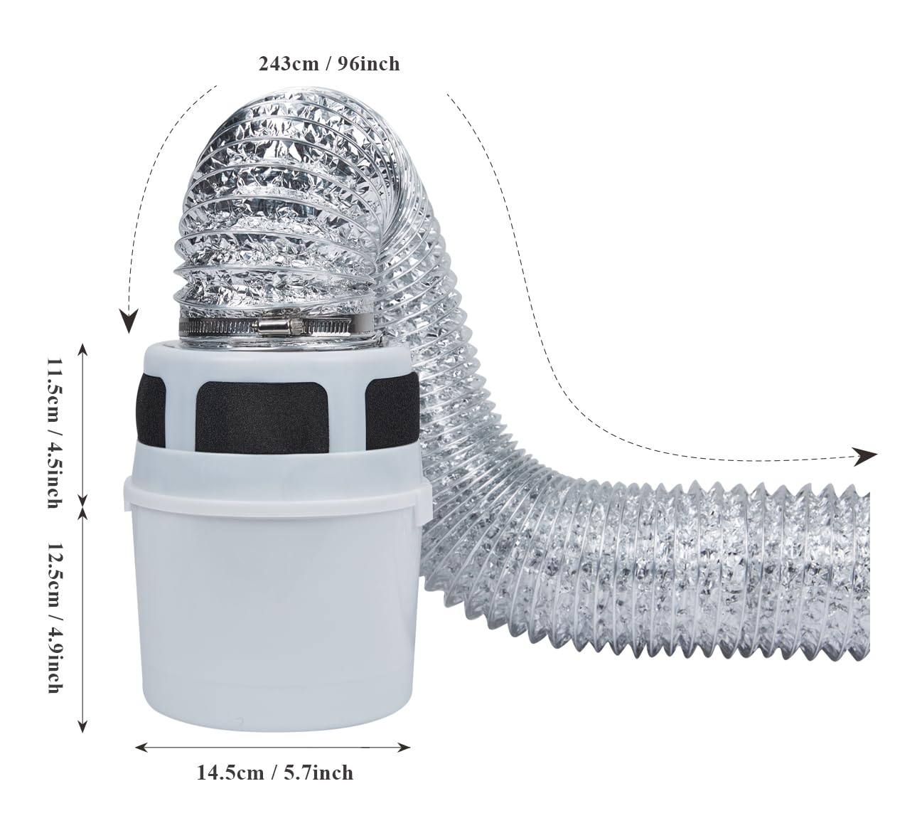 VIWINVELA 3 IN 1 Indoor Dryer Vent Kit Filter Bucket for Electric Dryer with 4-Inch by 8-Feet Proflex Duct (Silver)