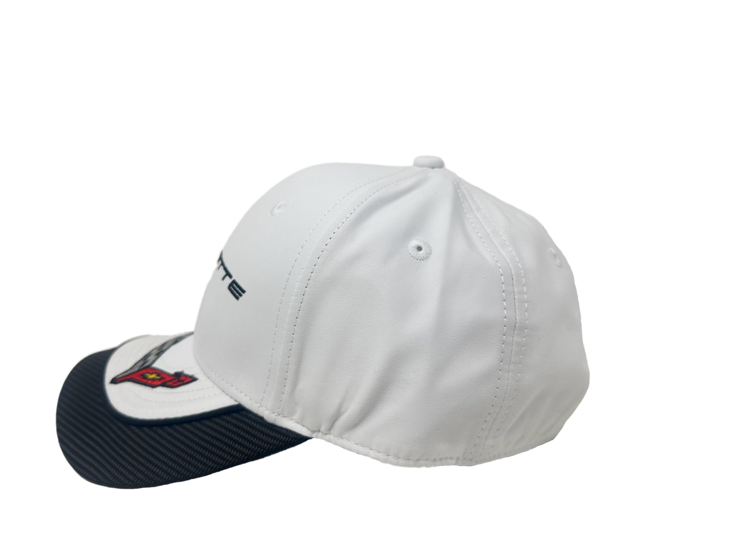 C8 Corvette Hat - Next Generation Cap with Carbon Fiber Accent Bill - Officially Licensed by GM White