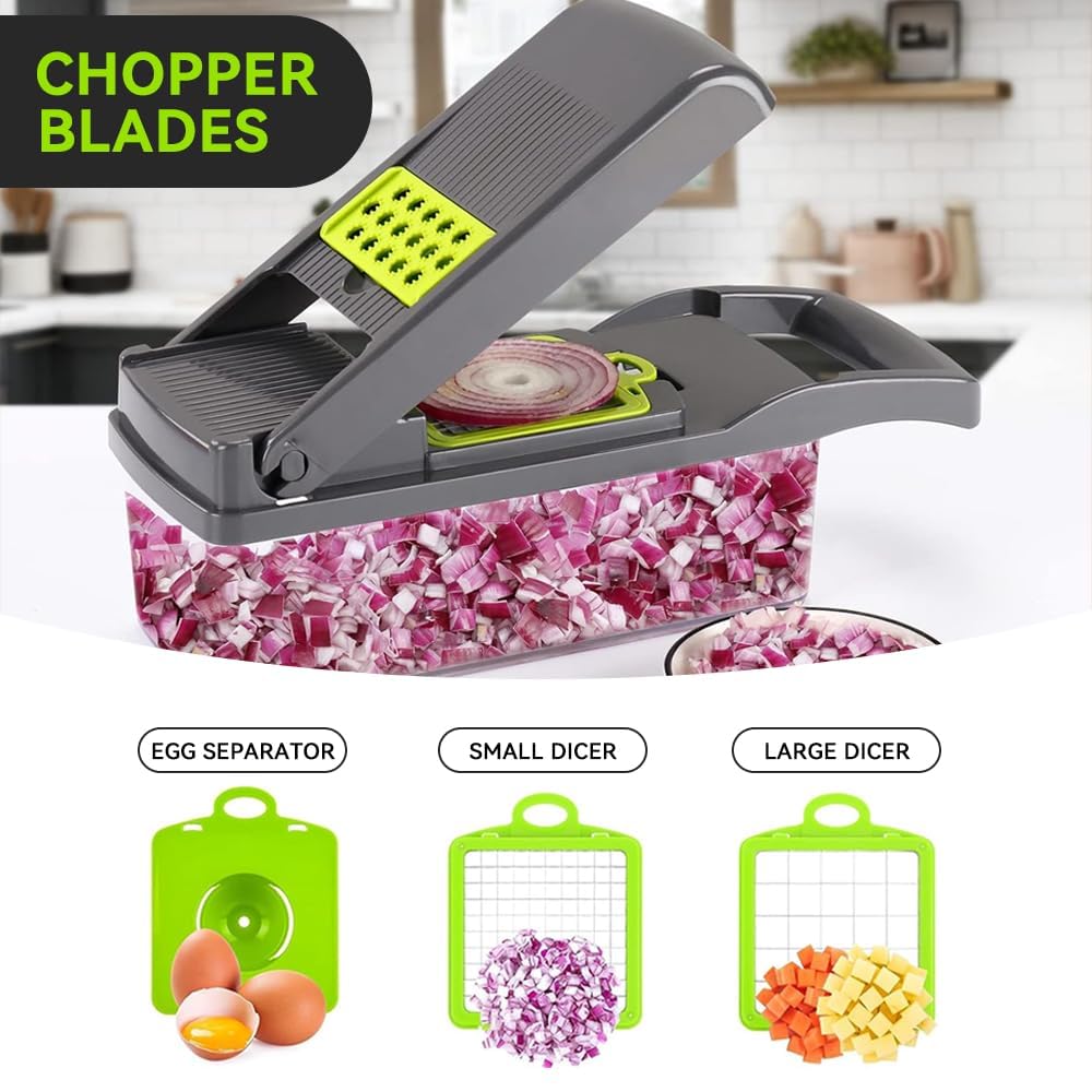 YHQPHZM Vegetable Chopper, 19 in 1 Pro Onion Chopper, Multifunctional Food Chopper, Professional Kitchen Vegetable Slicer Dicer Cutter, Carrot and Cucumber Vegetable Salad Chopper