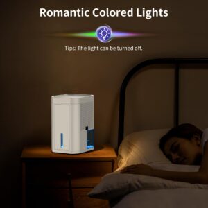 Dehumidifier, Dehumidifiers for Bedroom (40 OZ), Small Dehumidifiers,2400 Cubic Feet (100-500 sq ft), Quiet 30DB,Sleep Mode Auto-Off RGB Light for Bathroom, Cloakroom, RV, Basement