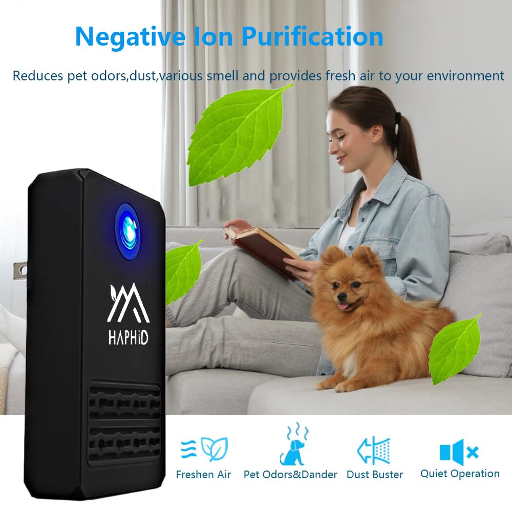 HAPHID Ionizer Air Purifier, Plug in Air Purifier with 8 Carbon Fiber Heads to 40 Million Anions/Sec, Filterless Ion Air Purifier for Home/Office Purify: Bathroom Odor, Pets Smell, Dust Etc(3-Pack)