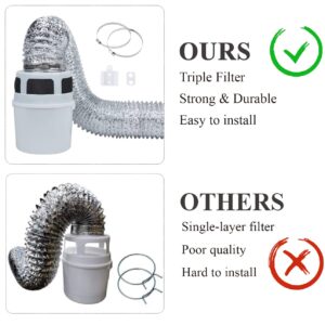 VIWINVELA 3 IN 1 Indoor Dryer Vent Kit Filter Bucket for Electric Dryer with 4-Inch by 8-Feet Proflex Duct (Silver)