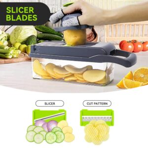 YHQPHZM Vegetable Chopper, 19 in 1 Pro Onion Chopper, Multifunctional Food Chopper, Professional Kitchen Vegetable Slicer Dicer Cutter, Carrot and Cucumber Vegetable Salad Chopper