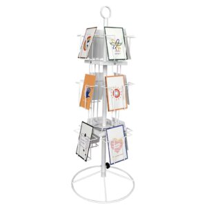 tongmo rotating greeting card stand - enhance your display with a 12-pocket rotating countertop solution for postcards, brochures, and greeting cards (7”h - 12 pockets) (white)