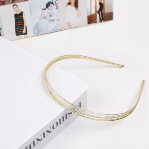 Tobeffect Multi Layers Metal Headbands for Women, 2Packs Fashion Thin Headband Layered Gold Elegant Hairbands Headpiece Hair Accessories for Girls