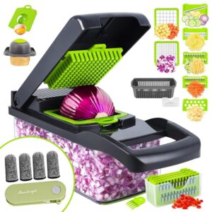 yhqphzm vegetable chopper, 19 in 1 pro onion chopper, multifunctional food chopper, professional kitchen vegetable slicer dicer cutter, carrot and cucumber vegetable salad chopper