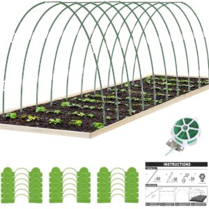 garden hoops for raised bed, 60 pcs greenhouse hoops 10 sets of 8.5 ft long garden arch greenhouse frame rust-free fiberglass garden hoops for row cover netting shade cloth