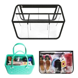 fihch clear beach bag organizer original accessories for bogg bag x large storage bag suitable for bogg bag organizing your bag and divide space,transparent & black