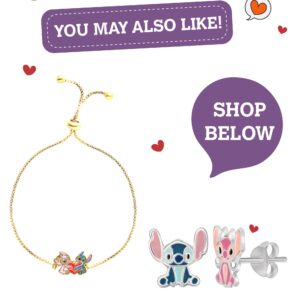 Disney Lilo & Stitch BFF Necklace Set of 2 16"+3" Official License, Best Friends Necklaces with Angel & Stitch Pendant