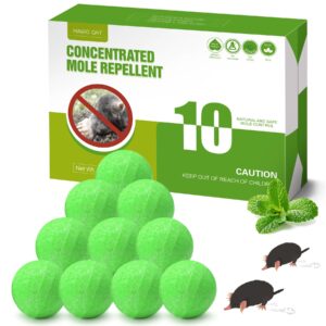 magic cat mole repellent for lawns, 10 pack natural castor oil vole repellent outdoor pet plant safe, gopher repellent mole deterrent to keep mole vole groundhog out of your lawn yard garden