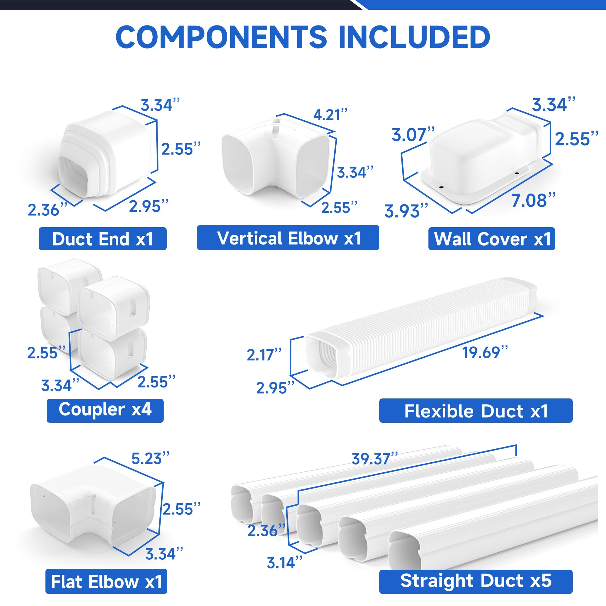 Cestluck 3'' 19 Ft Mini Split Line Cover Set, PVC & PP Ductless Pipe Cover Universal for Mini Split AC & Central AC