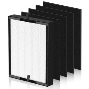 45i replacement filter compatible with alen breathesmart flex and 45i pure air purifier, 3-in-1 h13 grade true hepa high-efficiency activated carbon filter, b4-pure, 1 true hepa plus 4 carbon filters