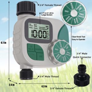 Biswing Watering Timer for Garden Hose, Outlet Hose Water Sprinkler Timers, Programmable Hose Timer with Digital Irrigation Timer System, Battery Operated for Outdoor Yard Lawn Garden Watering