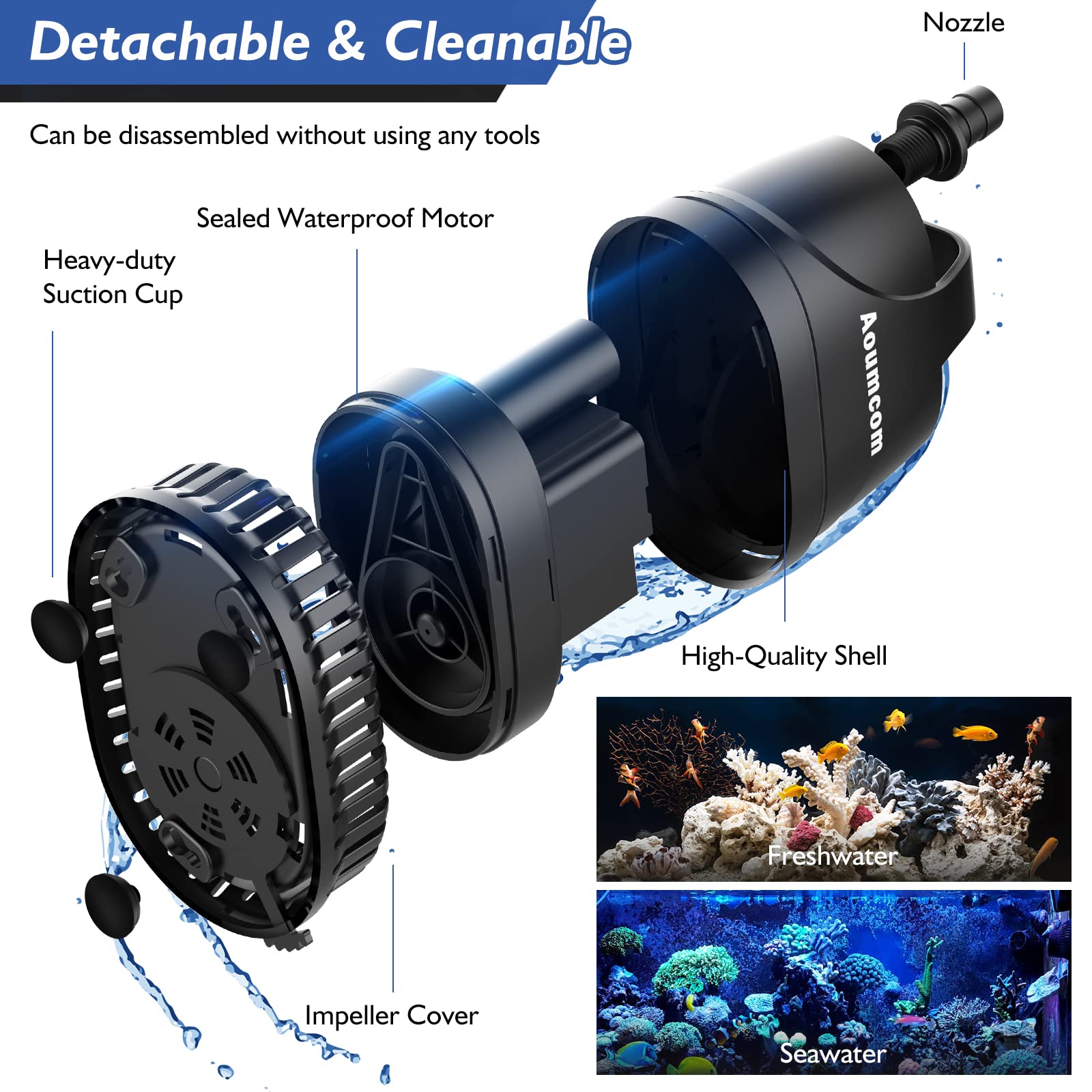 800GPH Submersible Water Pump, 40W Fountain Pump, Sump Pump, Pond Pump, 3000L/H Water Pump with 7ft Power Cord for Aquarium, Water Table, Waterfall, Fish Tank, Hydroponics