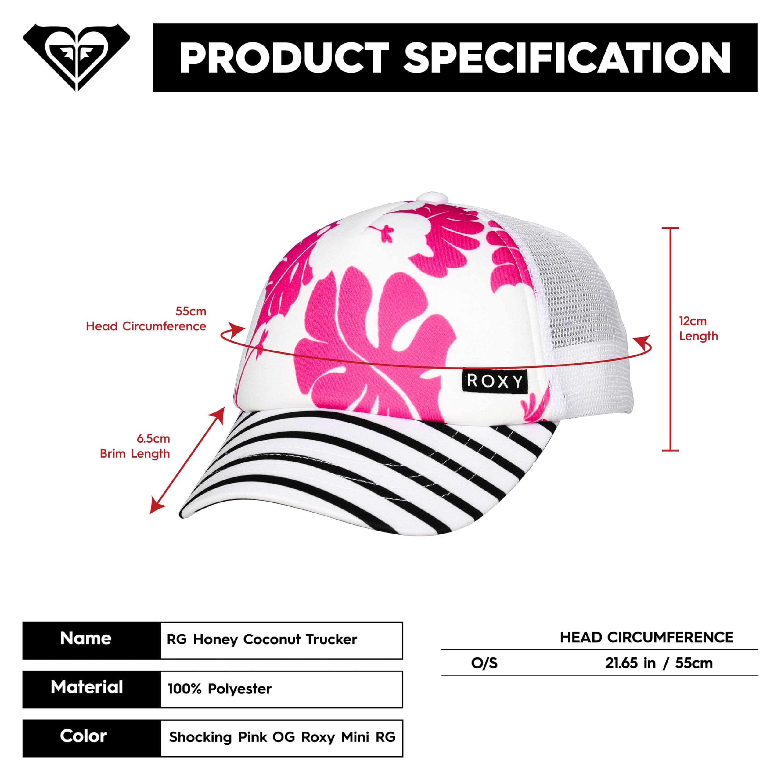 Roxy Girls' Honey Coconut Trucker Hat, Shocking Pink Og Mini 241, One Size