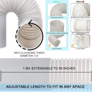 HOXHA 2 Pack Portable Air Conditioner Hose with Coupler 5.9 Inch AC Exhaust Vent Duct Hose Universal AC Tube Hose Kit Parts Accessories