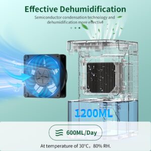 Dehumidifier, Dehumidifiers for Bedroom (40 OZ), Small Dehumidifiers,2400 Cubic Feet (100-500 sq ft), Quiet 30DB,Sleep Mode Auto-Off RGB Light for Bathroom, Cloakroom, RV, Basement