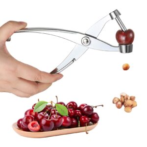 cherry pitter cherry picker easy to use,heavy duty cherry tool all metal construction, easy to clean, for pitting cherries, olives, kitchen tool