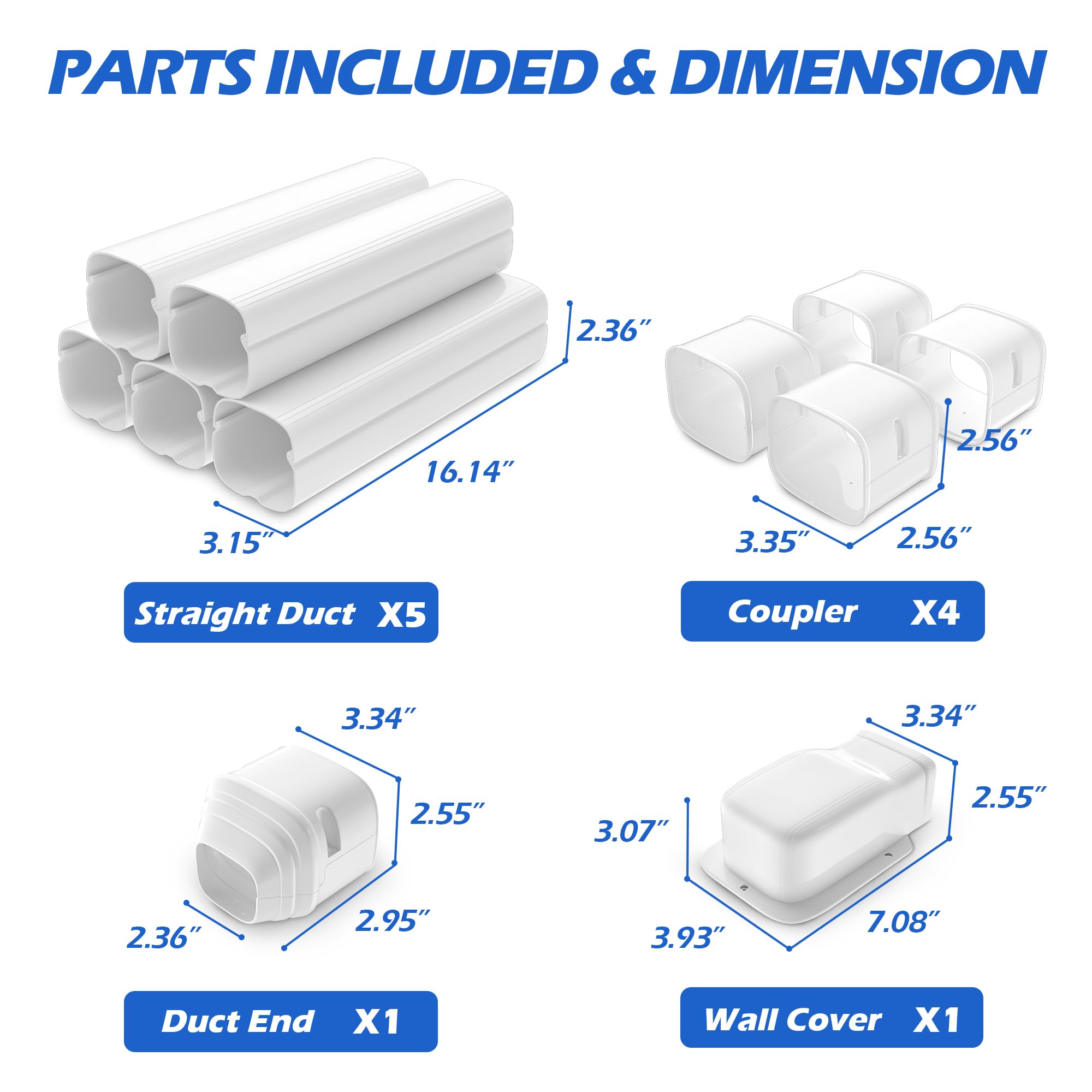 TAKTOPEAK 3" 7.5 Ft Mini Split Line Set Cover, Line Set Cover for Mini Split Air Conditioner and Central AC