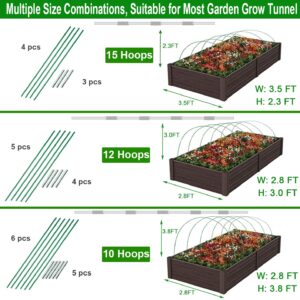 Garden Hoops for Raised Bed, 60 PCS Greenhouse Hoops 10 Sets of 8.5 FT Long Garden Arch Greenhouse Frame Rust-Free Fiberglass Garden Hoops for Row Cover Netting Shade Cloth