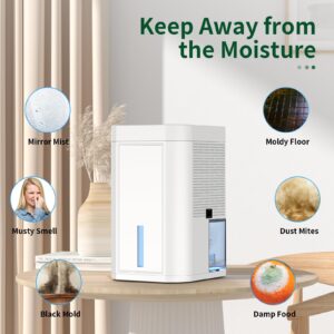 Dehumidifier, Dehumidifiers for Bedroom (40 OZ), Small Dehumidifiers,2400 Cubic Feet (100-500 sq ft), Quiet 30DB,Sleep Mode Auto-Off RGB Light for Bathroom, Cloakroom, RV, Basement