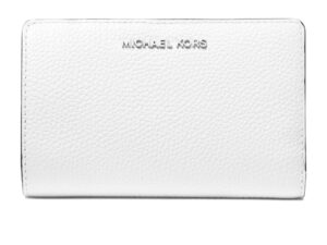 michael kors women's medium snap zip around wallet, optic white