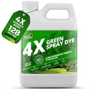 4x green spray dye - concentrated spray pattern indicator dye and fertilizer marking dye, lawn turf mark and marker, easily mark where you've sprayed, safe & non-staining spray indicator dye, 32 oz.