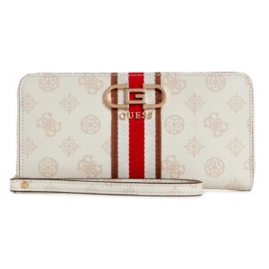 GUESS Nelka Large Zip Around Wallet, Cream Logo