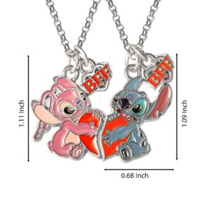 Disney Lilo & Stitch BFF Necklace Set of 2 16"+3" Official License, Best Friends Necklaces with Angel & Stitch Pendant