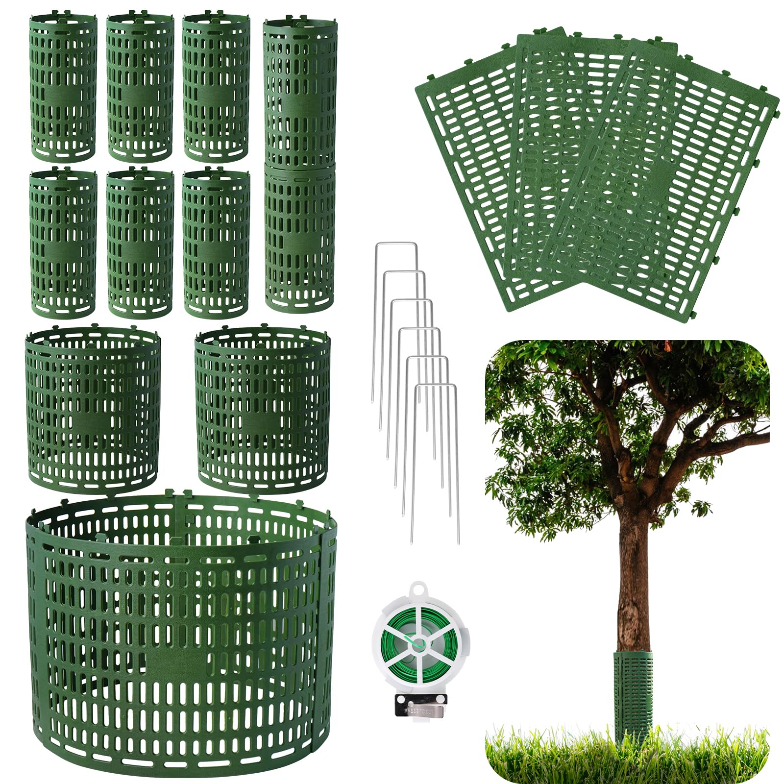 Omirome 18pcs Tree Trunk Protector, Tree Guards Trunk Protector with Twist Ties, Resizable for Various Size Trees or Plants, Preventing Tree Bark Damage from Pruners, Mowers, and Rodents