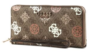 guess eliette large zip around wallet, latte logo multi