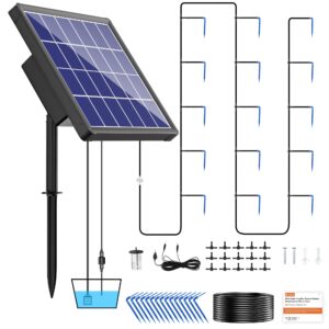 nfesolar solar drip irrigation system outdoor with 2200mah battery backup, 6 timing modes, supported 15 pots plants, solar watering system for garden green house