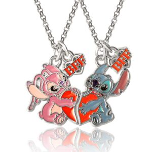 Disney Lilo & Stitch BFF Necklace Set of 2 16"+3" Official License, Best Friends Necklaces with Angel & Stitch Pendant