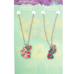 Disney Lilo & Stitch BFF Necklace Set of 2 16"+3" Official License, Best Friends Necklaces with Angel & Stitch Pendant