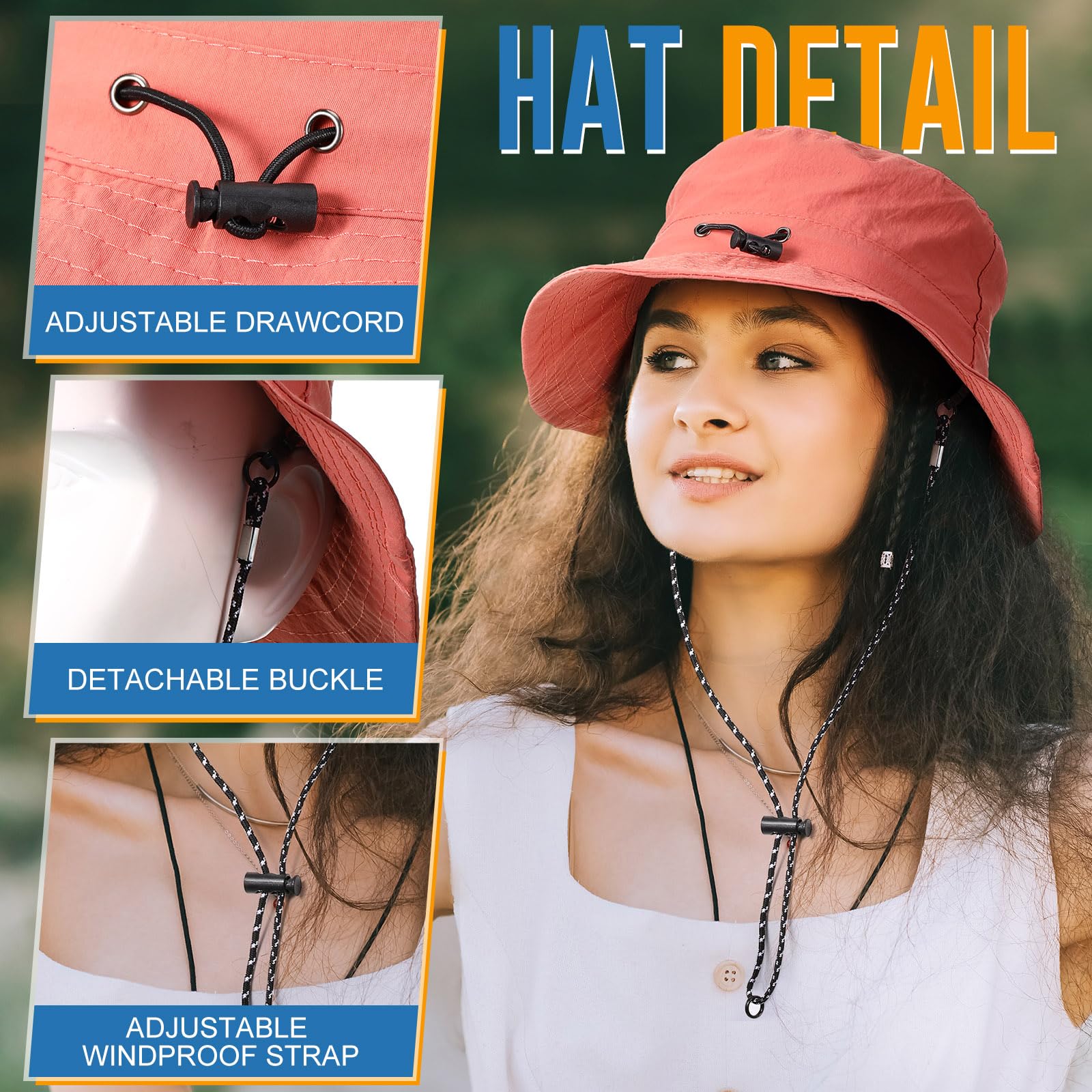 JaGely 6 Pieces Waterproof Bucket Hat for Women Accessories Packable UV Protection Sun Hat Summer Hats Adjustable Beach Hat with Chin Strap Lightweight Hiking Safari Cap Foldable Quick Dry Bucket Hats