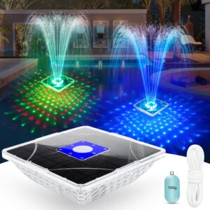 chlorstar solar fountain with light show,2024 large solar pool fountain with anchor,square floating pool fountains for inground above ground pool,solar powered water fountain pump for pool,outdoor-1pc