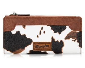 wrangler cow print wallets womens bifold credit card wallet women's wallets, card cases & money organizers brown wallet for women ladies female cash wallet with smooth zipper