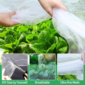 Garden Netting Kit for Raised Beds, 8x20ft Garden Netting Mesh with 6 Sets Garden Hoops (2FT Wide) ＆ 24 Clips, Garden Mesh Netting Kit Row Cover for Plant, Garden Protection, Birds Animals Barrier