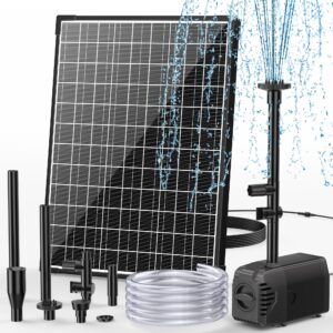 poposoap solar water fountain pump, 20w solar powered water pump 320gph flow adjustable, solar fountain pump with 17ft cord length for ponds, fish tank, wildlife garden, waterfall