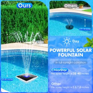 ChlorStar Solar Fountain With Light Show,2024 Large Solar Pool Fountain With Anchor,Square Floating Pool Fountains for Inground Above Ground Pool,Solar Powered Water Fountain Pump for Pool,Outdoor-1PC